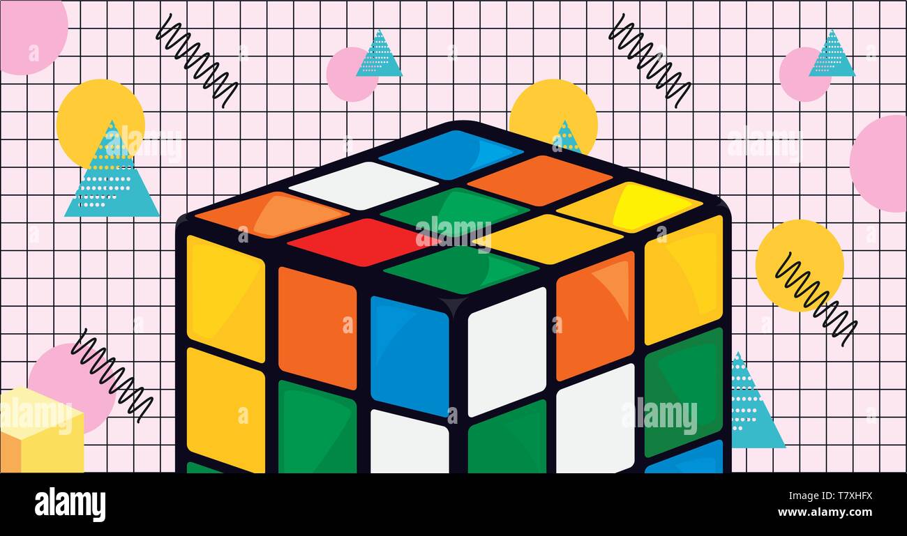 cube rubik game retro 80s style vector illustration Stock Vector Image ...