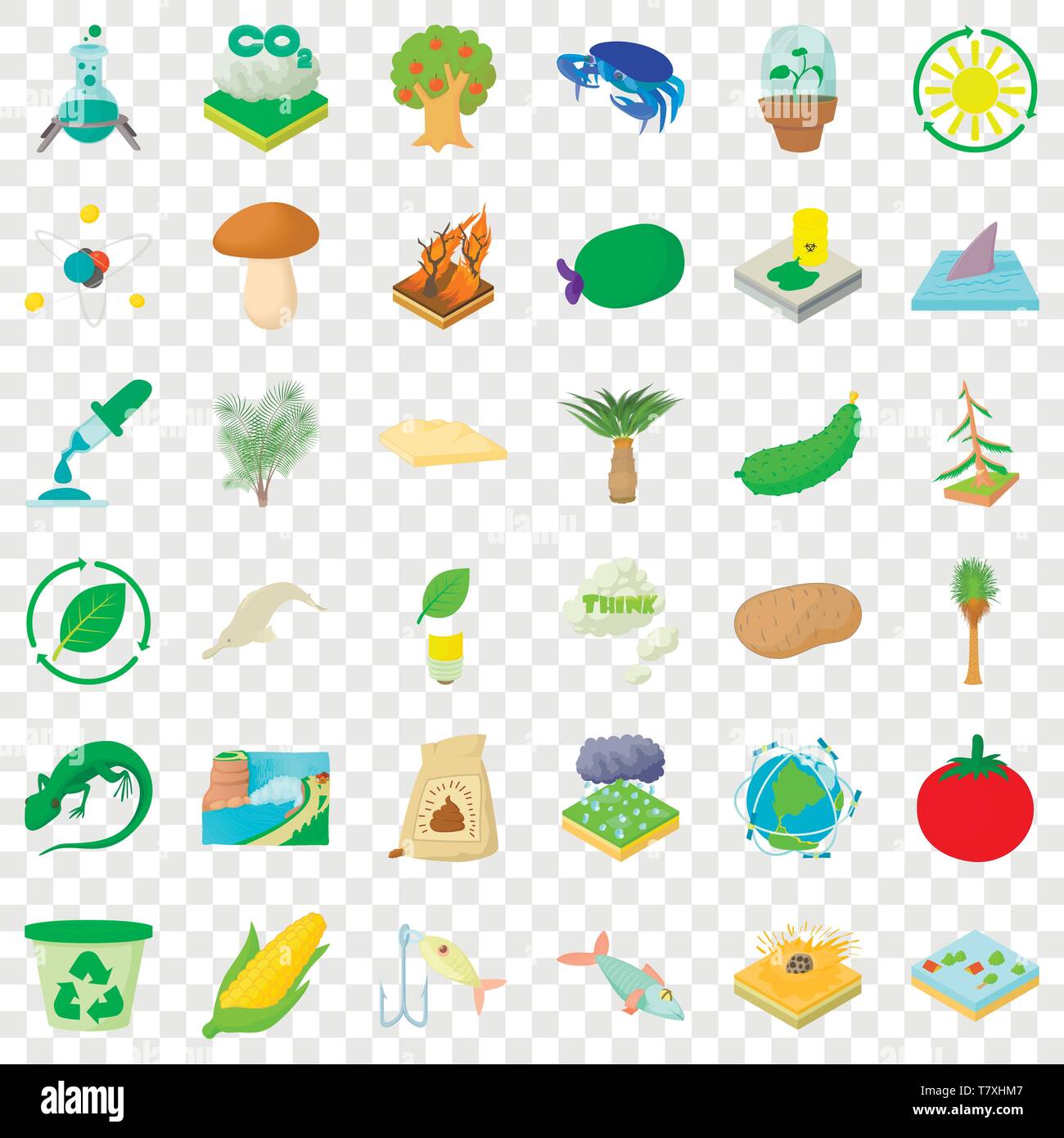 Biology and ecology icons set, cartoon style Stock Vector Image & Art ...
