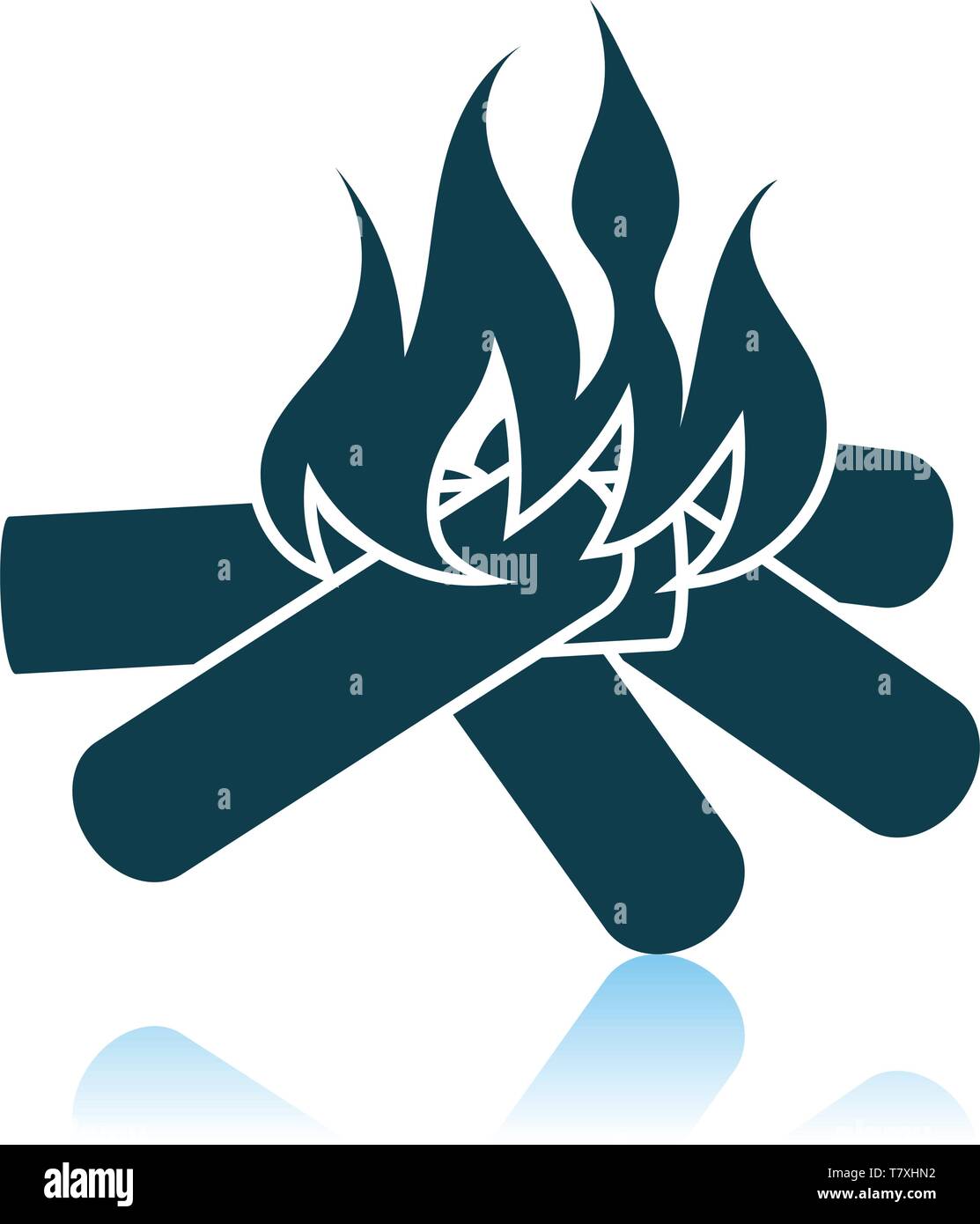 Camping Fire Icon. Shadow Reflection Design. Vector Illustration Stock ...