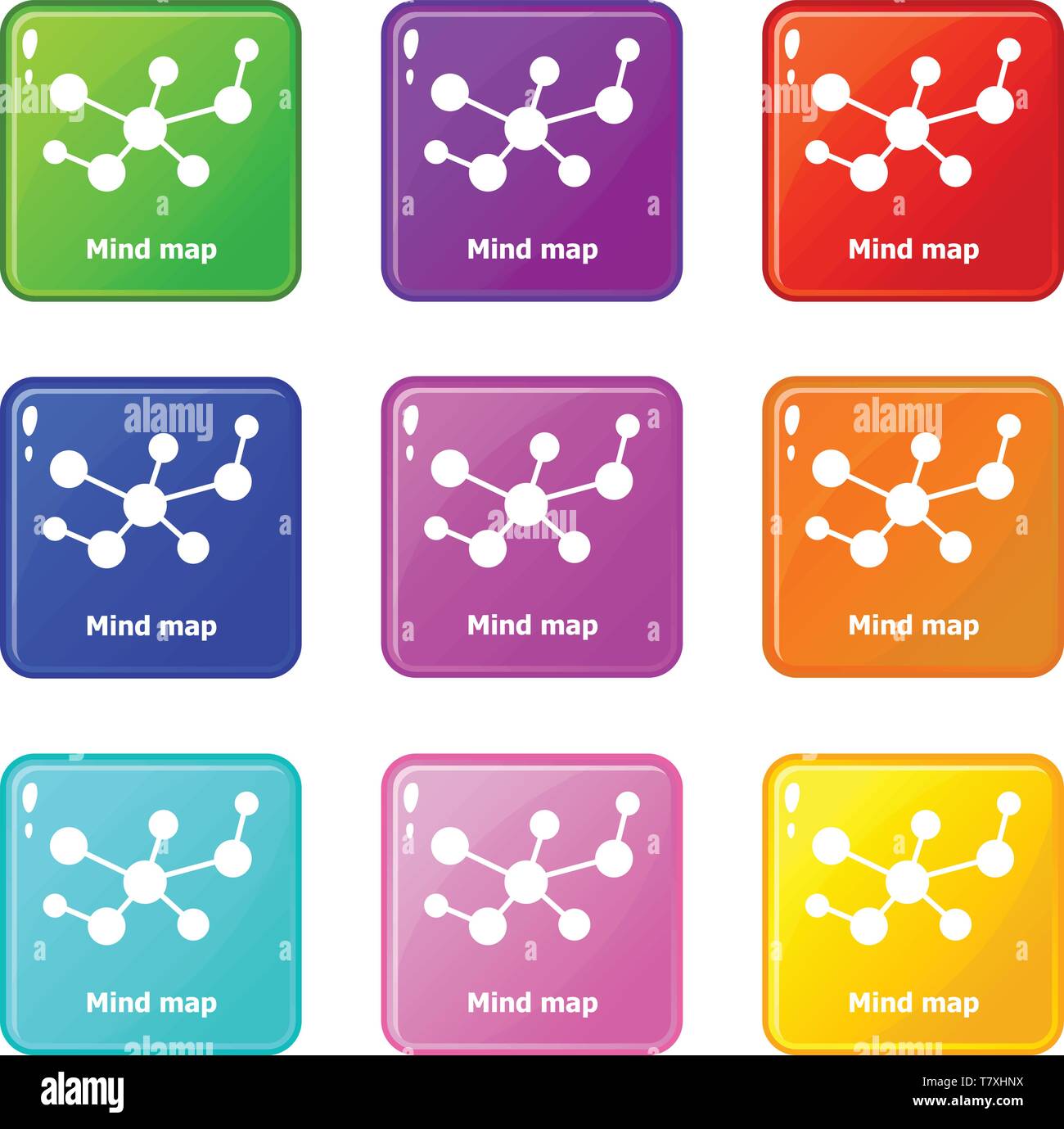 Mind map icons set 9 color collection Stock Vector Image & Art - Alamy