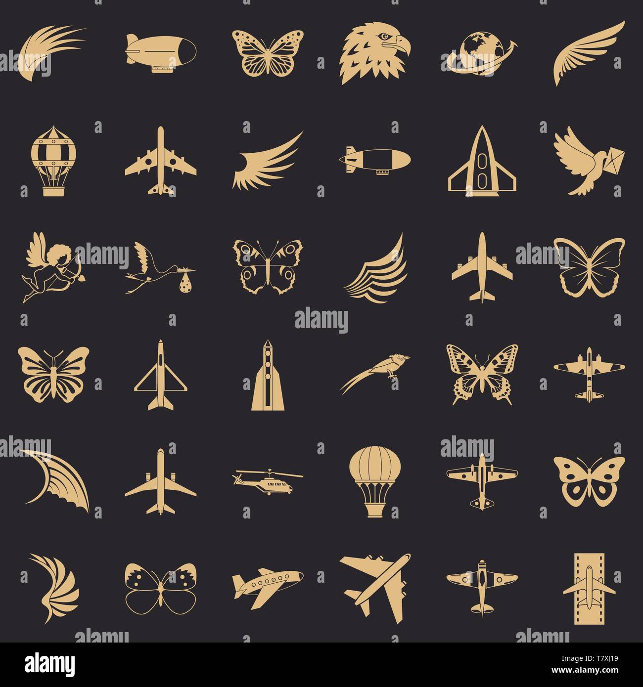 Fly icons set, simle style Stock Vector Image & Art - Alamy