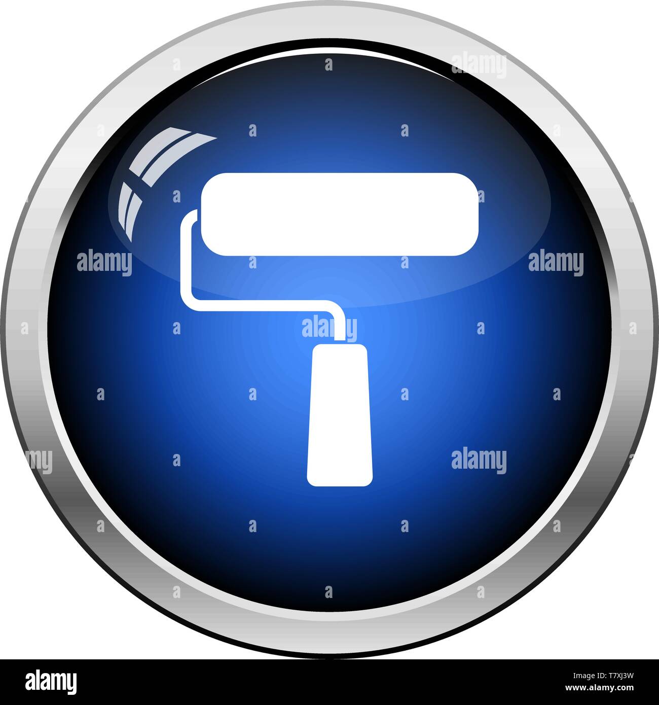 Icon Of Construction Paint Brushes. Glossy Button Design. Vector ...