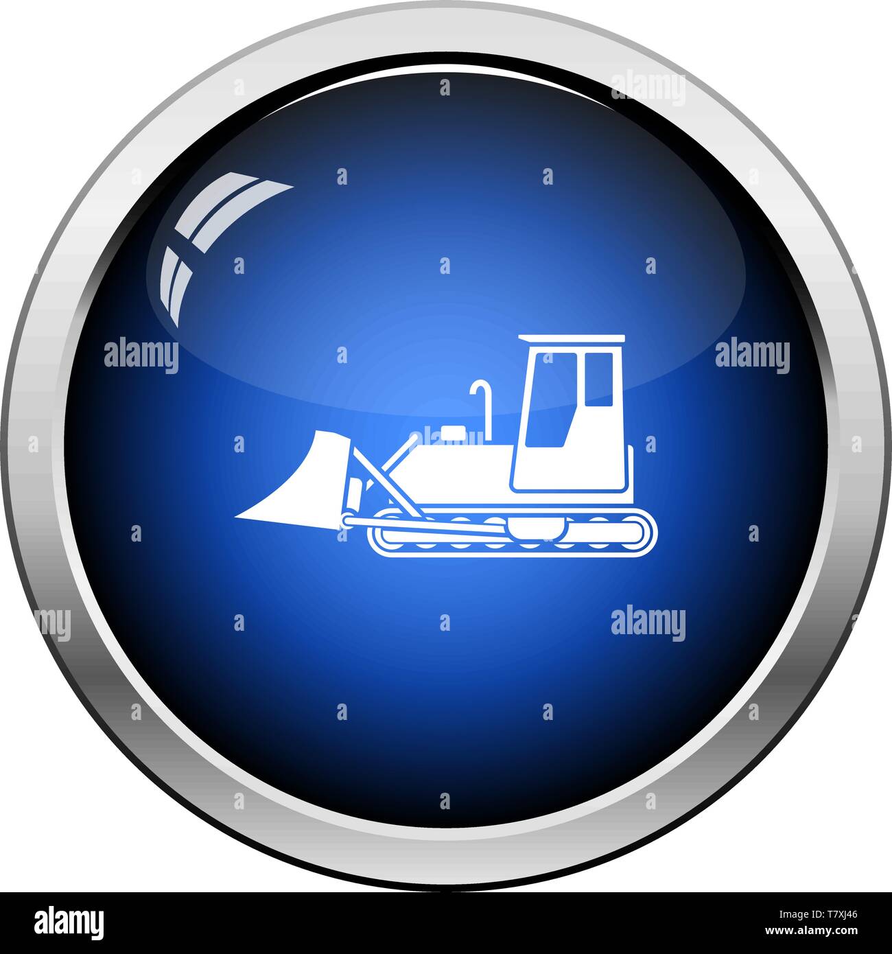 Icon Of Construction Bulldozer. Glossy Button Design. Vector ...