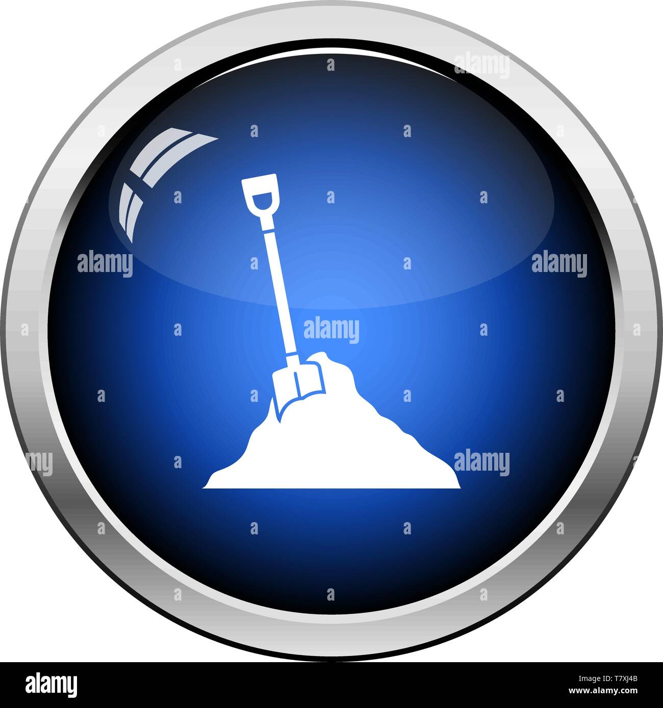 Icon Of Construction Shovel And Sand. Glossy Button Design. Vector ...
