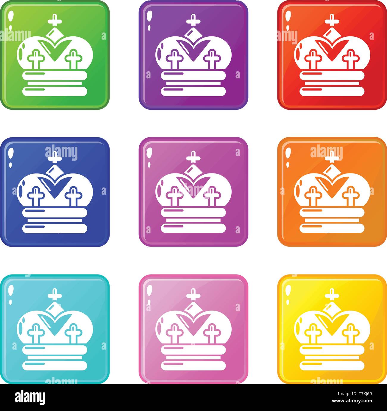 Crown icons set 9 color collection Stock Vector Image & Art - Alamy