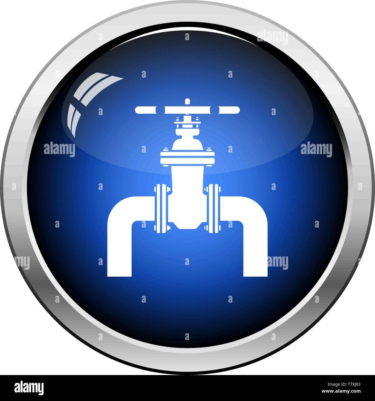 Icon Of Pipe With Valve. Glossy Button Design. Vector Illustration ...