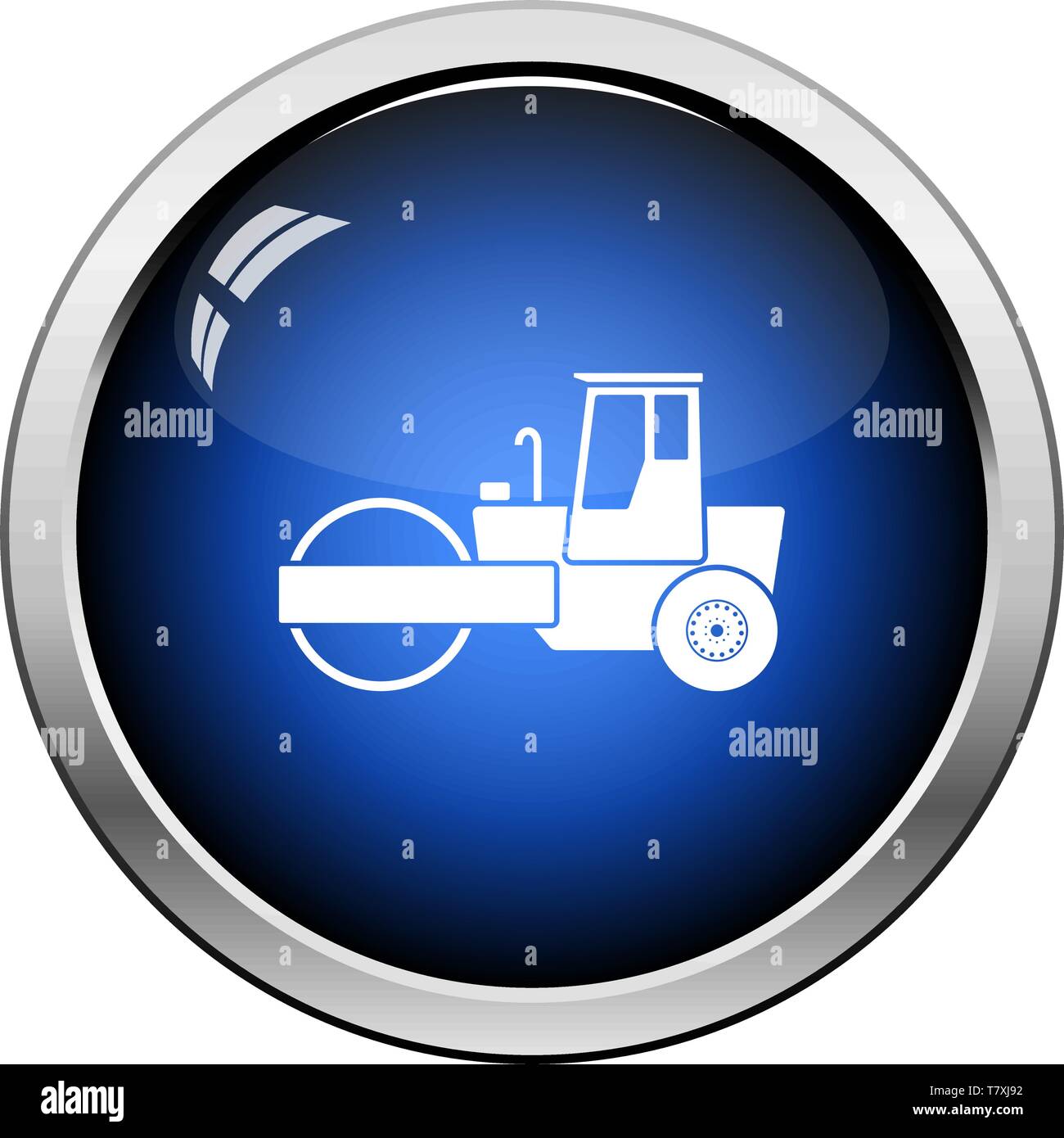 Icon Of Road Roller. Glossy Button Design. Vector Illustration Stock ...