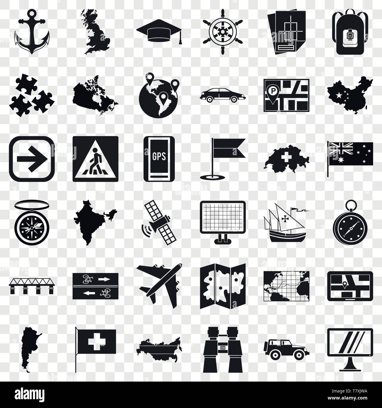Navigation icons set, simple style Stock Vector Image & Art - Alamy
