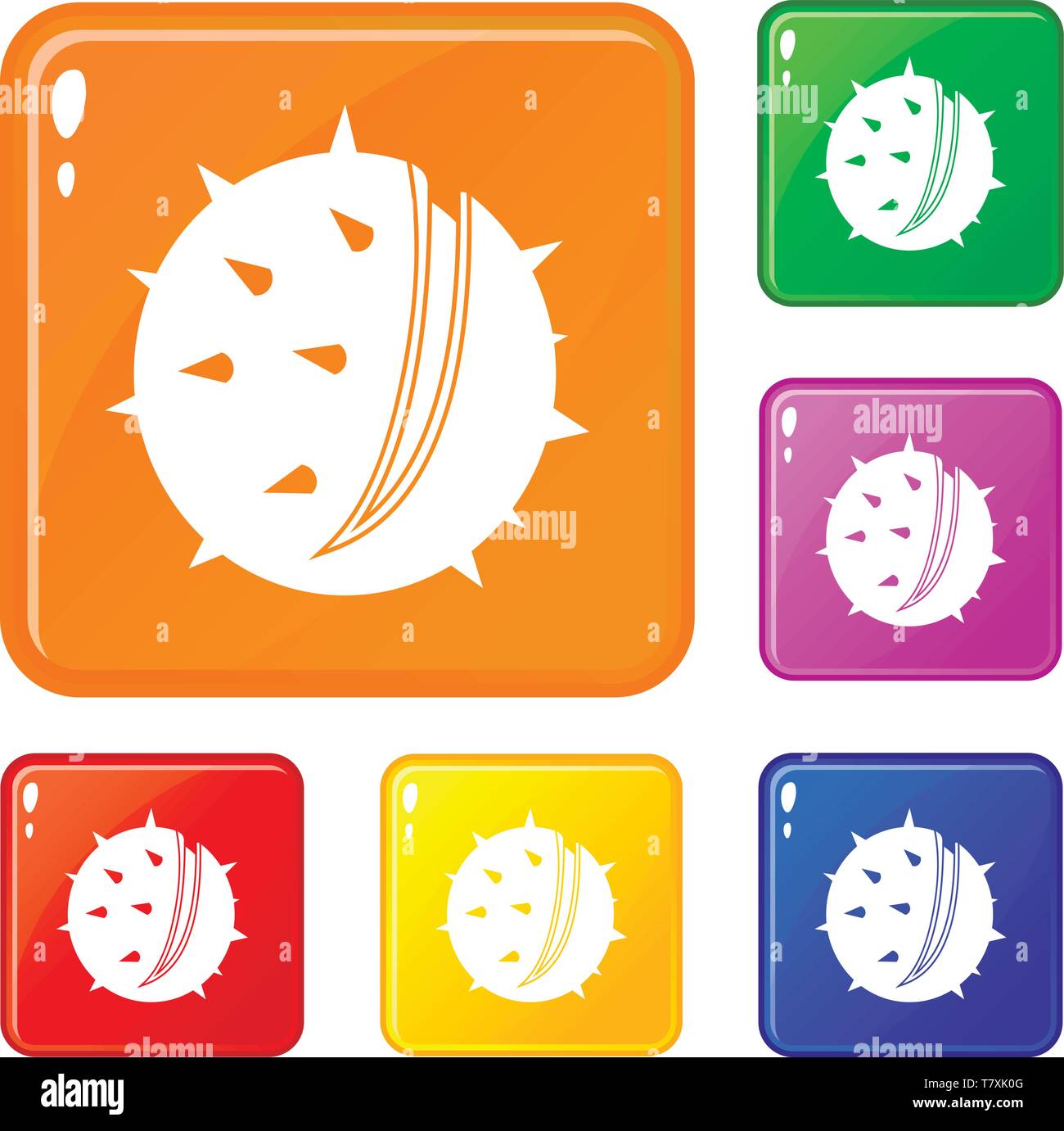 Chestnut icons set vector color Stock Vector Image & Art - Alamy