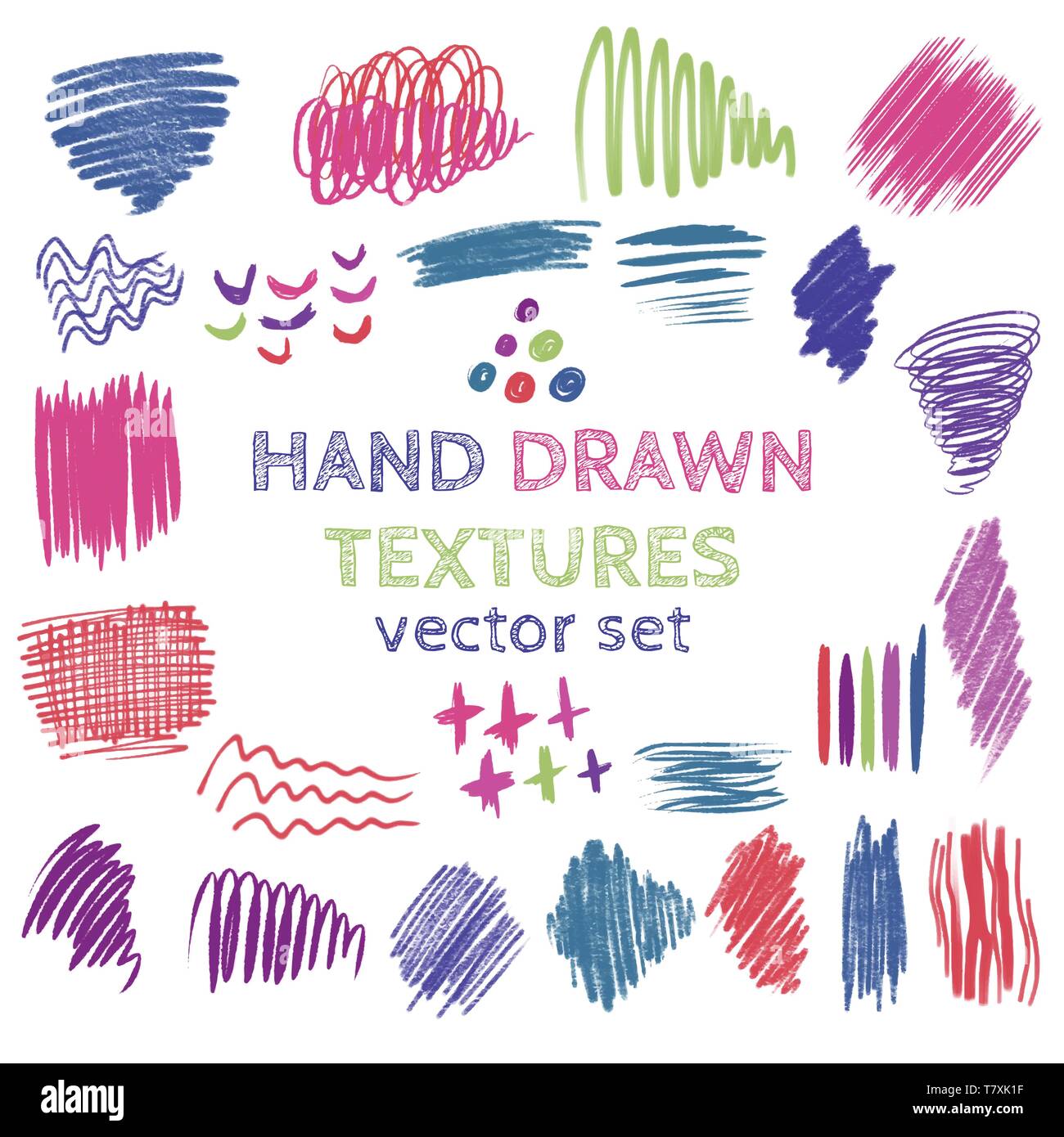 Set of hand drawn design elements. Vector collection of color ink abstract textures Stock Vector ...