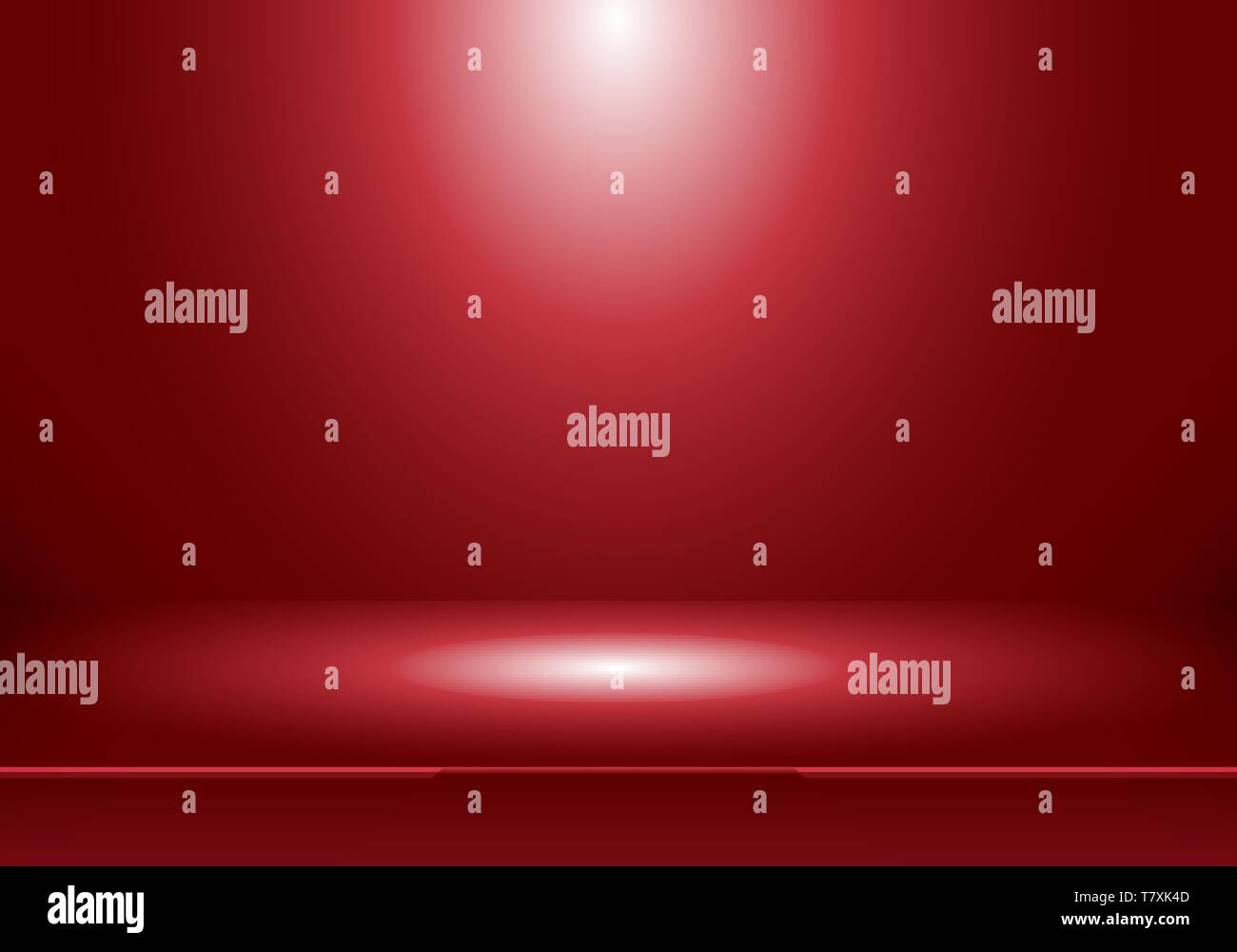 3D empty studio room show booth for designers with spotlight on red ...