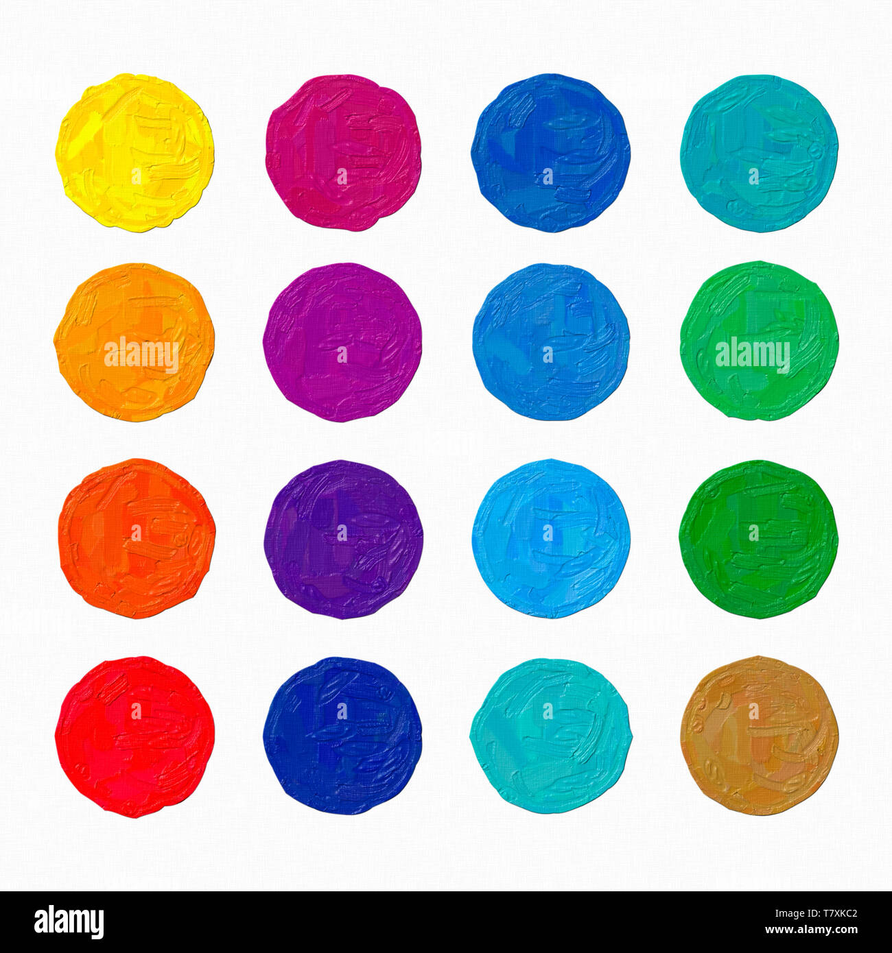Colorful oil painting hand-painted art illustration : circles (High ...