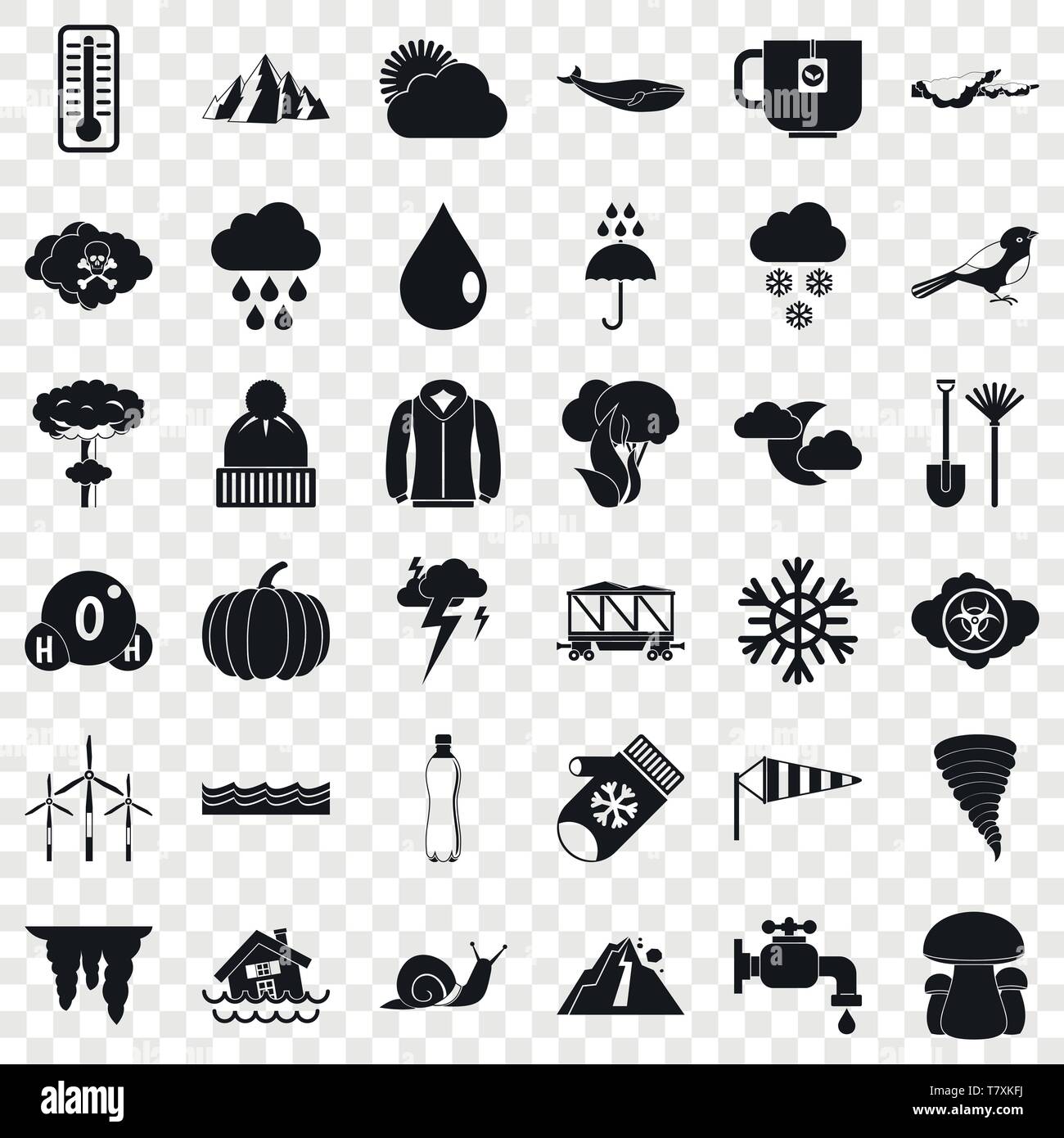 Snowy cloud icons set, simple style Stock Vector Image & Art - Alamy