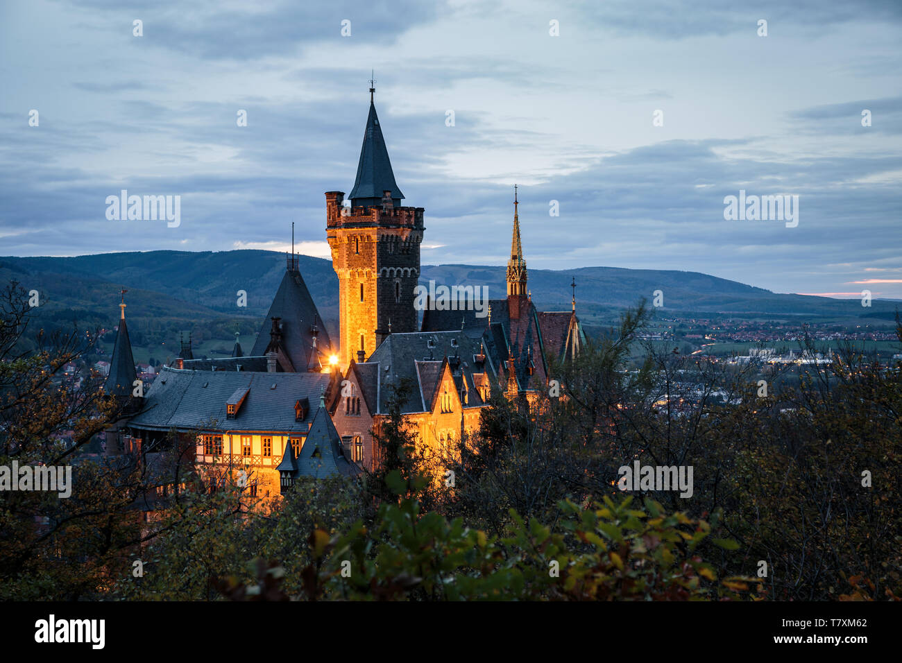 Wernigerode castle at twilight hi-res stock photography and images - Alamy