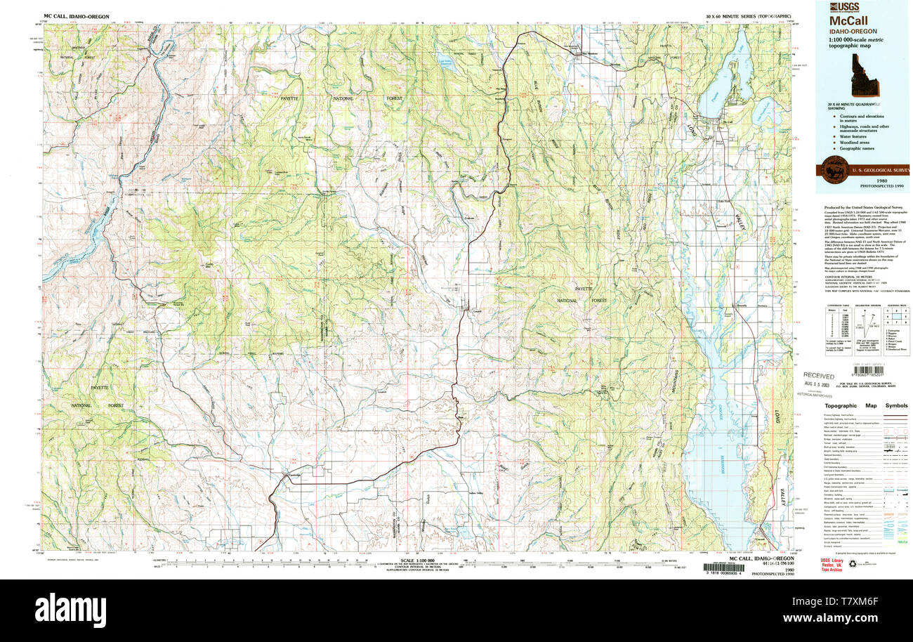 USGS TOPO Map Idaho ID McCall 239395 1980 100000 Restoration Stock ...