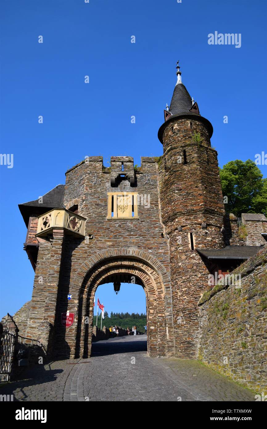Cochem, Germany medieval castle tower daytime clear blue sky Stock ...