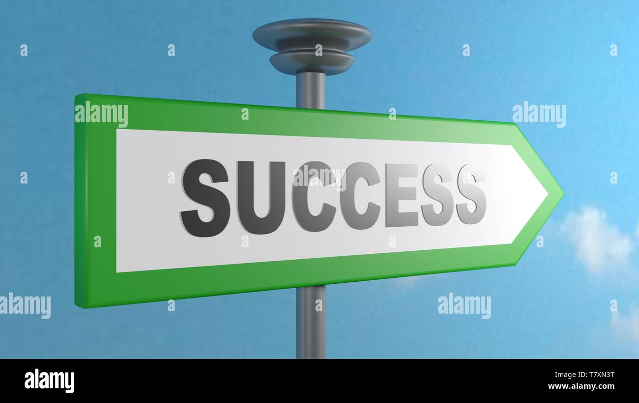 Success street arrow sign concept - 3D rendering illustration Stock ...