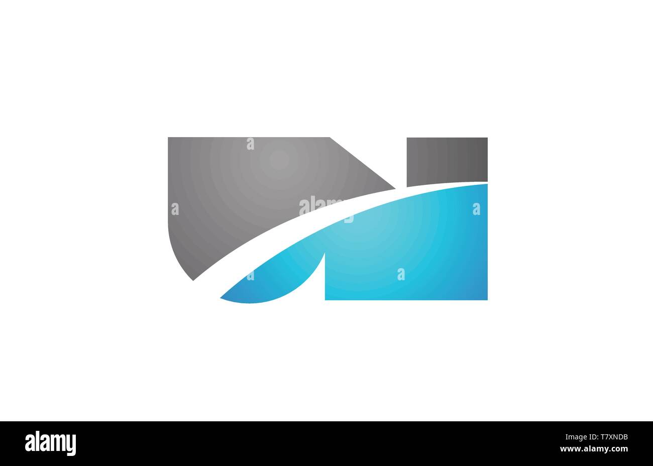 alphabet letter un u n logo combination in blue and grey colors ...