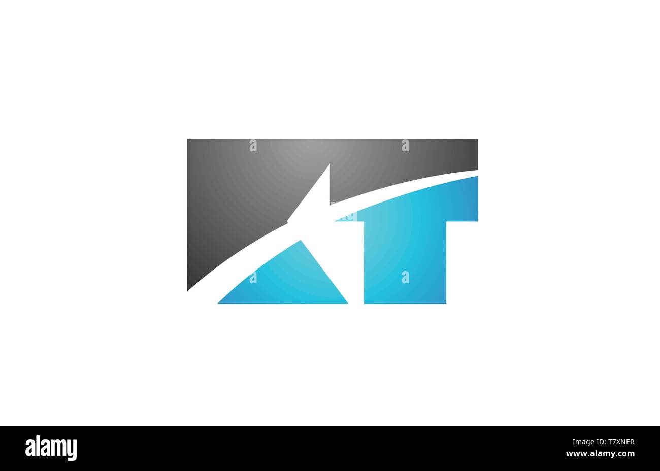 alphabet letter kt k t logo combination in blue and grey colors ...