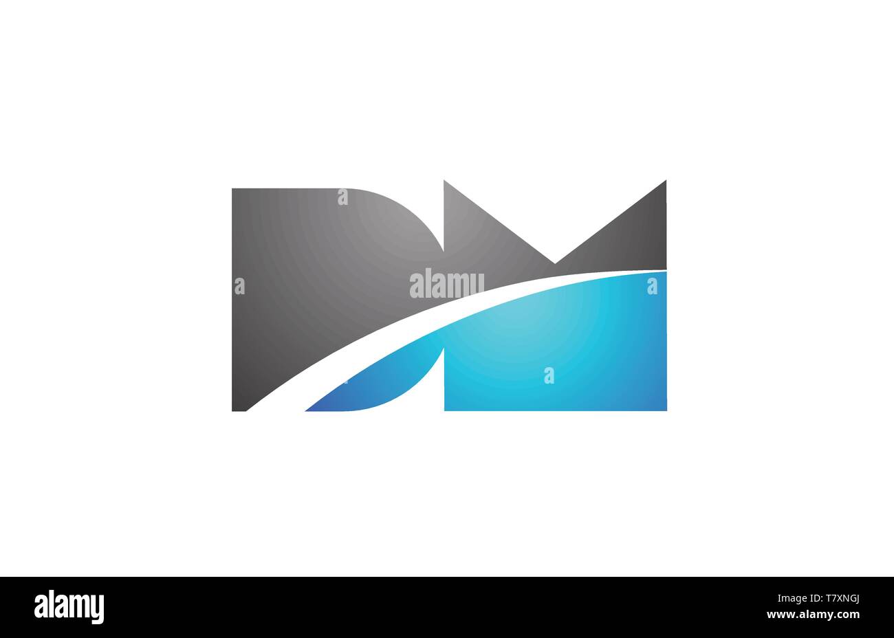 alphabet letter dm d m logo combination in blue and grey colors ...