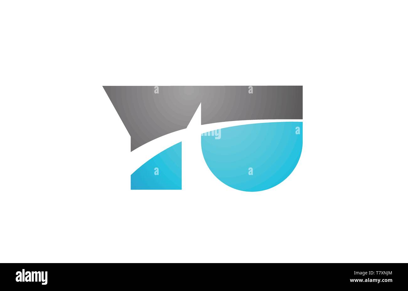 alphabet letter yu y u logo combination in blue and grey colors ...