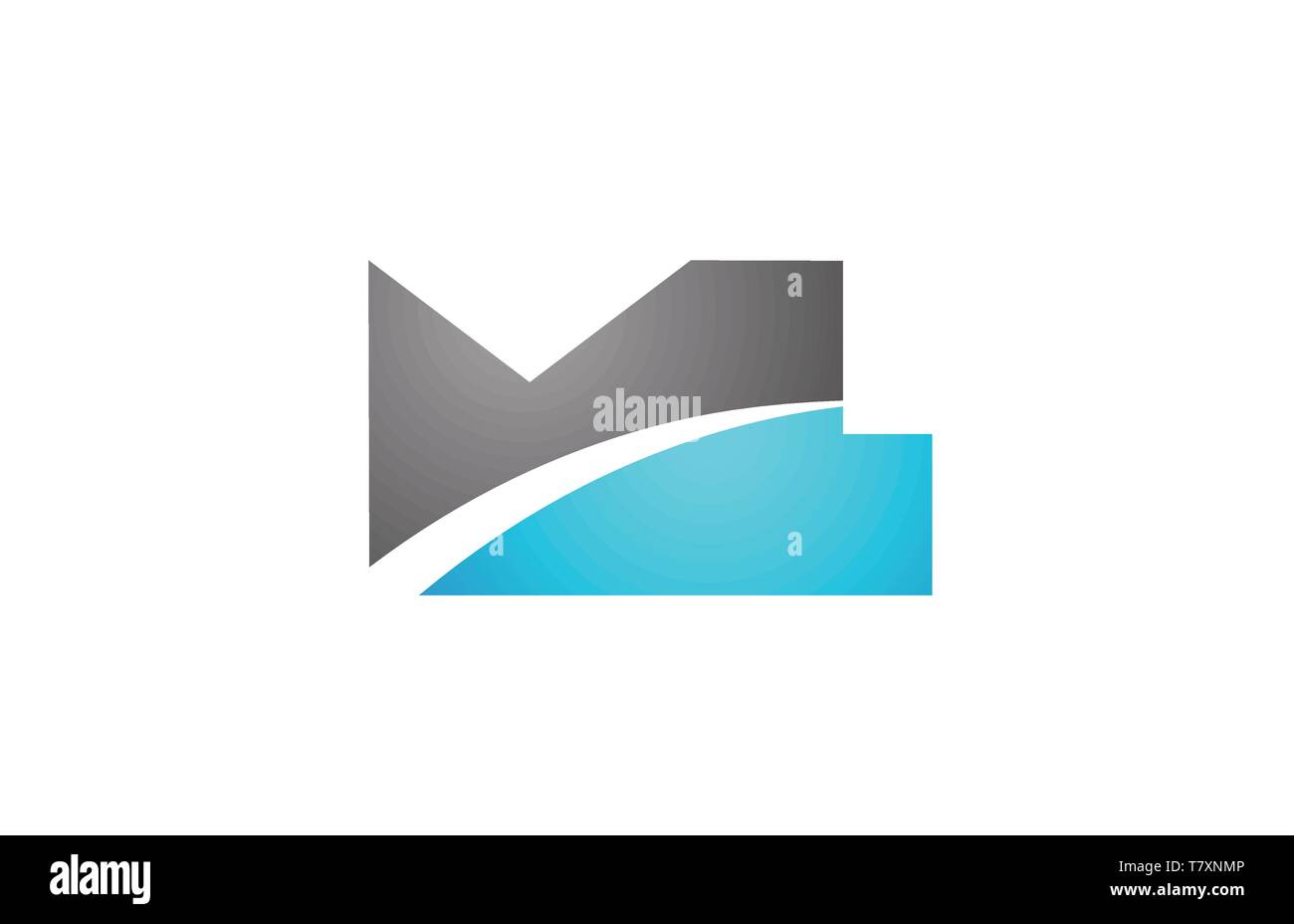 alphabet letter ml m l logo combination in blue and grey colors ...