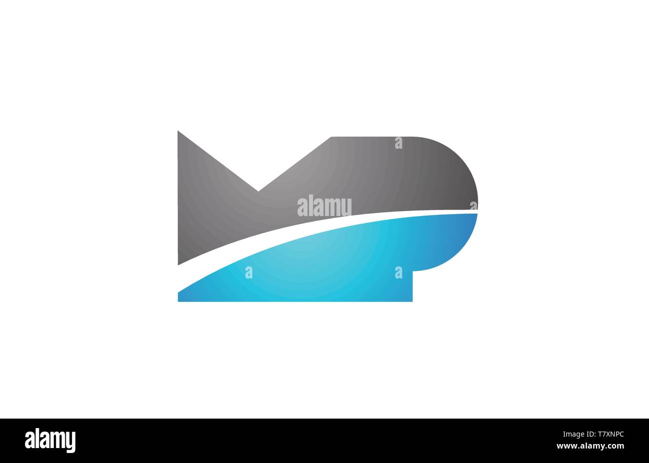 alphabet letter mp m p logo combination in blue and grey colors ...