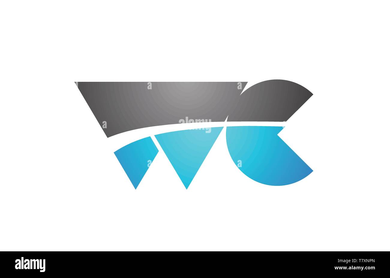 alphabet letter wc w c logo combination in blue and grey colors ...