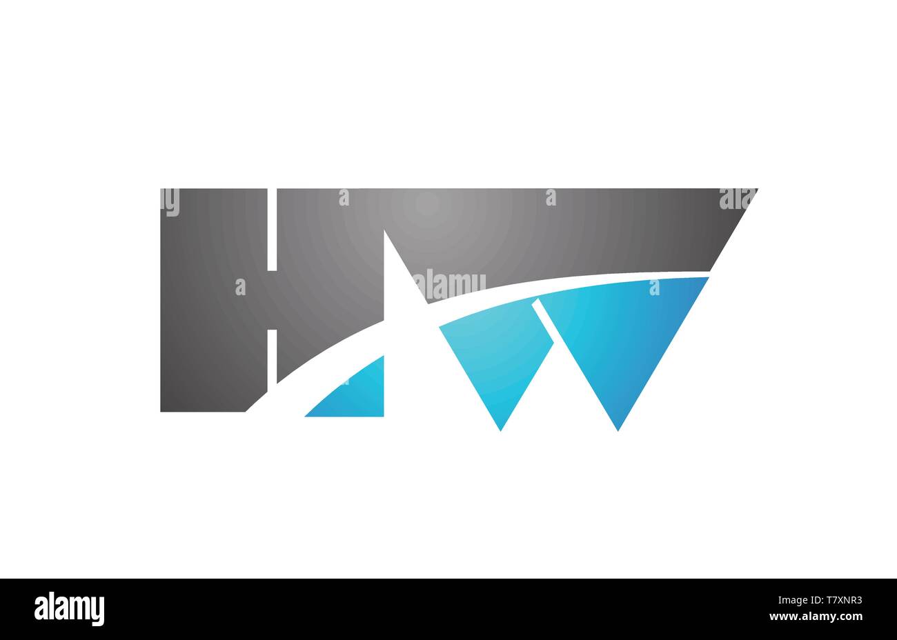 alphabet letter hw h w logo combination in blue and grey colors ...