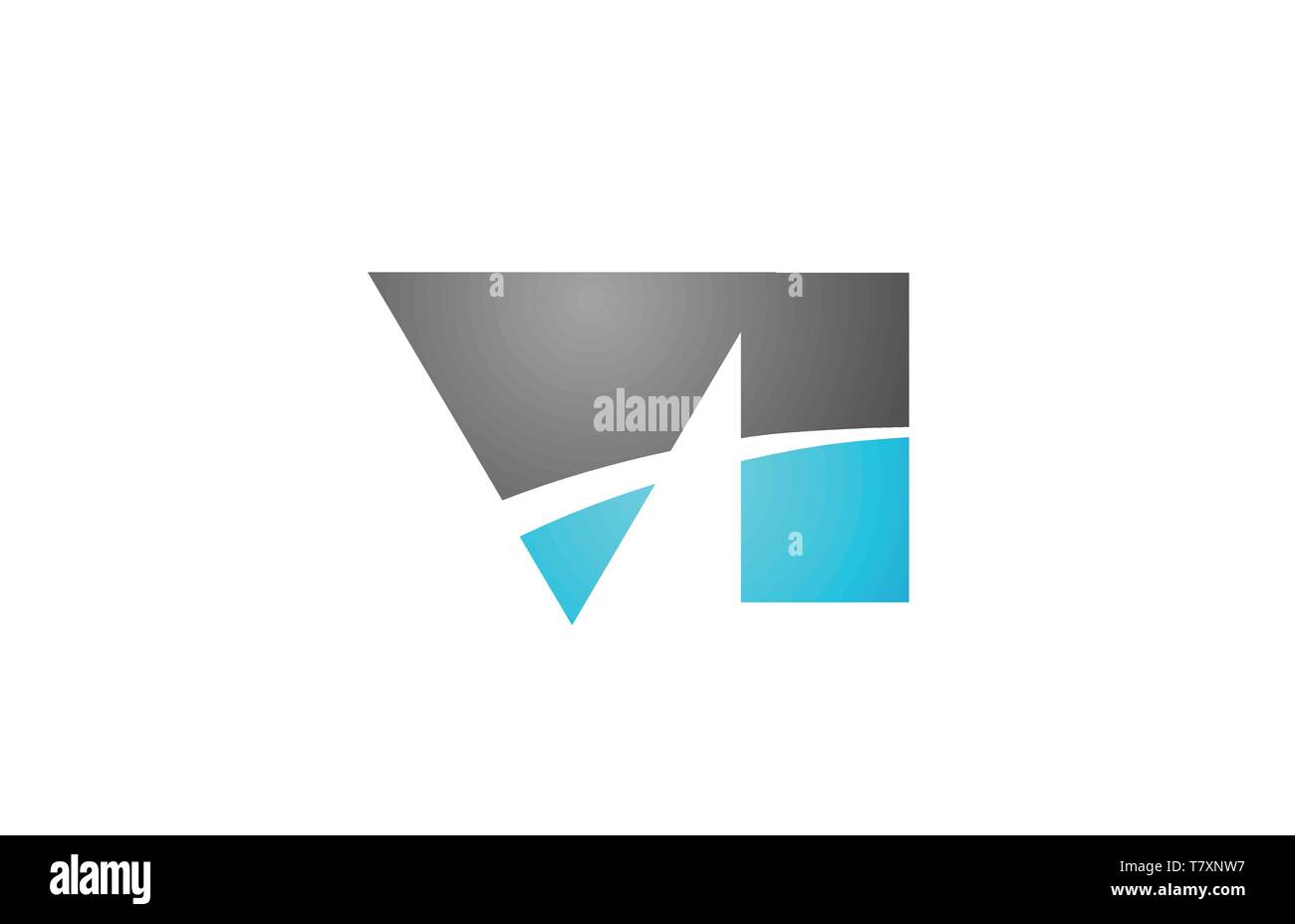 alphabet letter vi v i logo combination in blue and grey colors ...