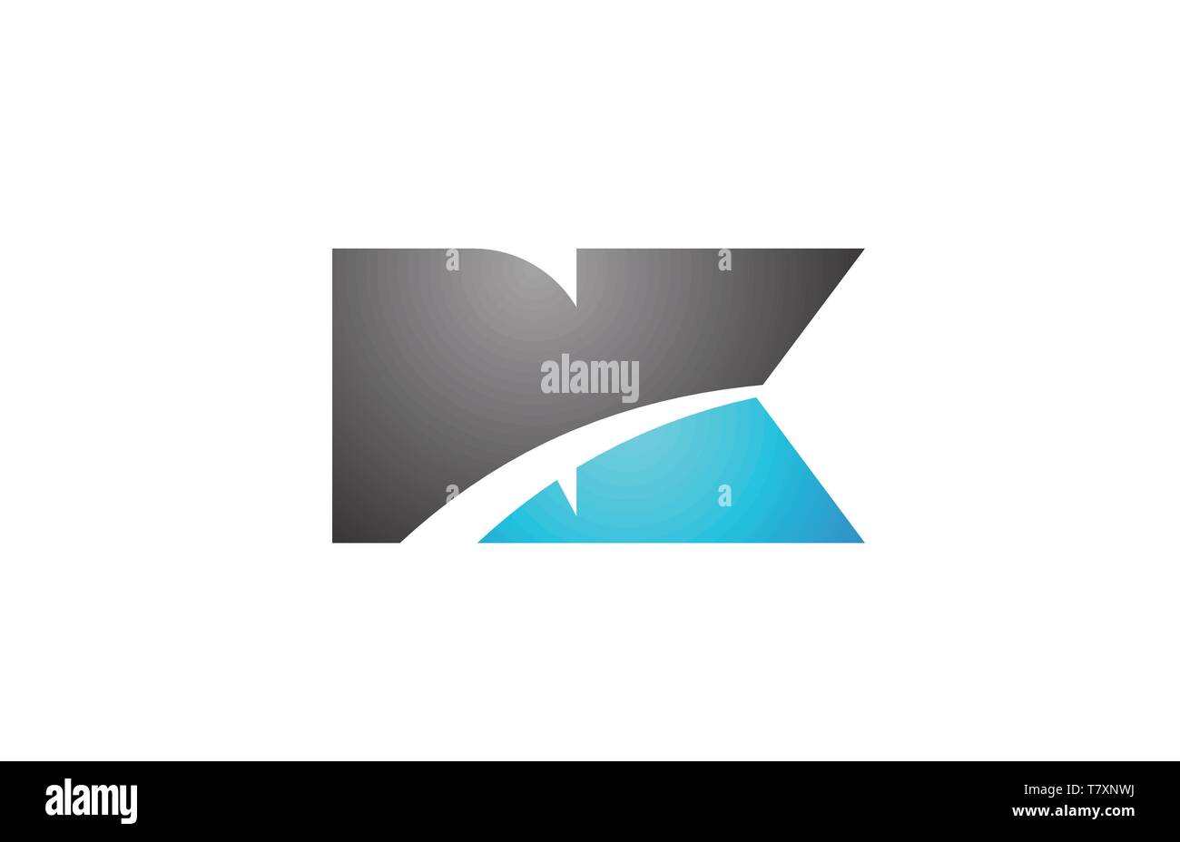 alphabet letter rk r k logo combination in blue and grey colors ...