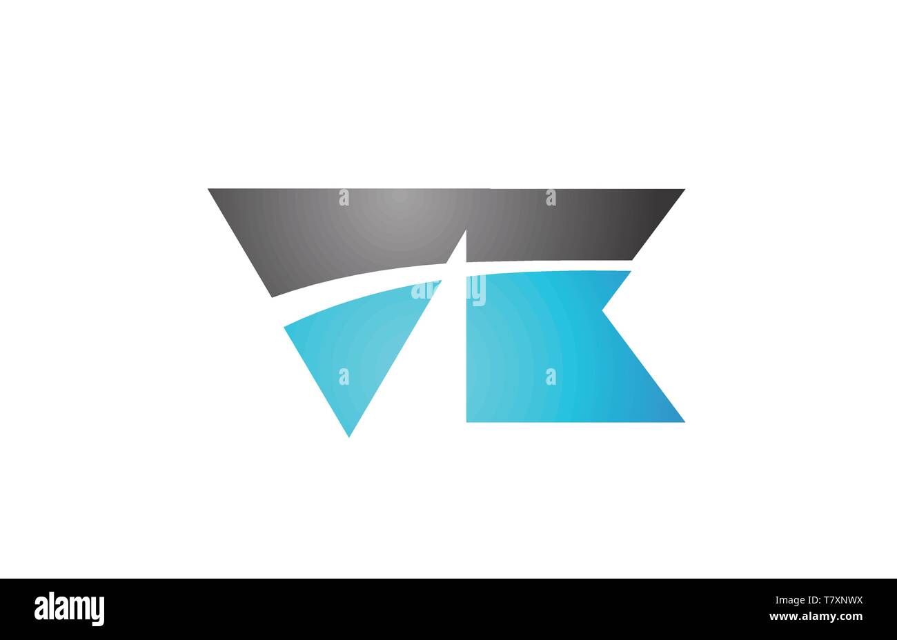 alphabet letter vk v k logo combination in blue and grey colors ...