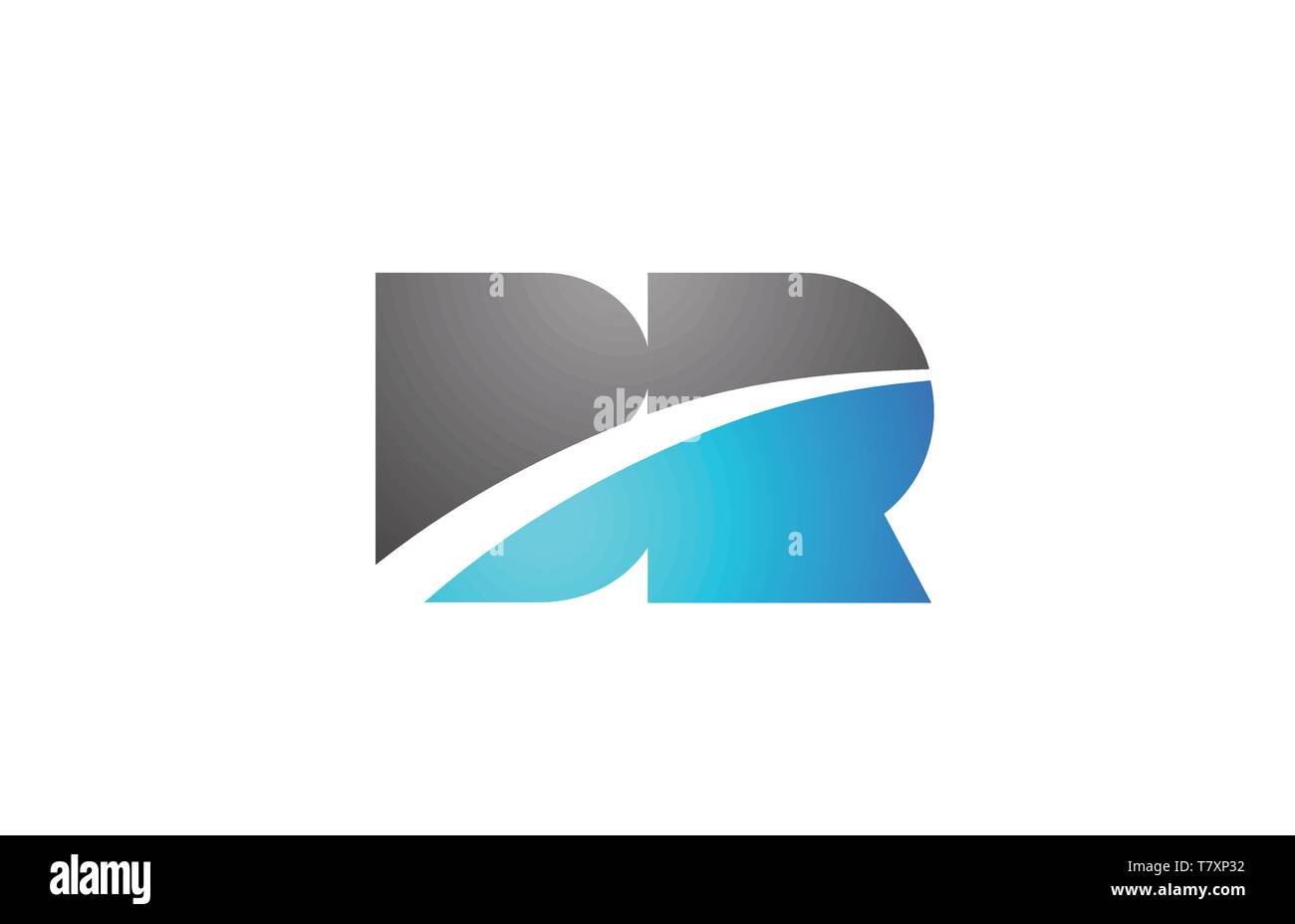 alphabet letter br b r logo combination in blue and grey colors ...