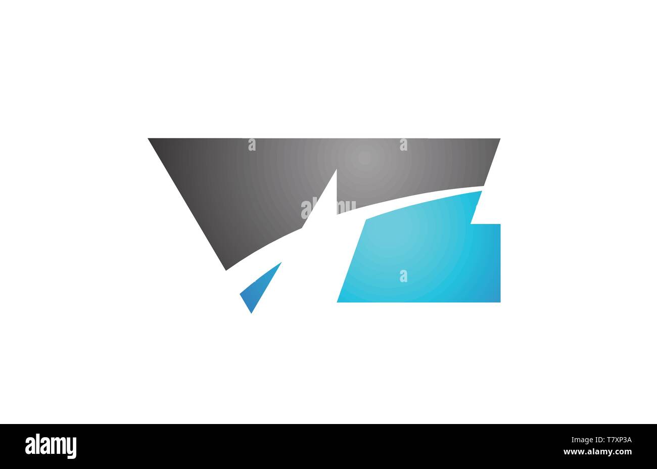 alphabet letter vz v z logo combination in blue and grey colors ...