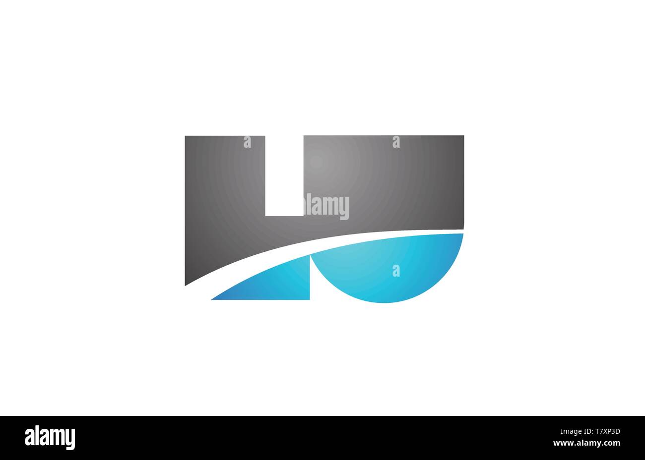 alphabet letter lu l u logo combination in blue and grey colors ...