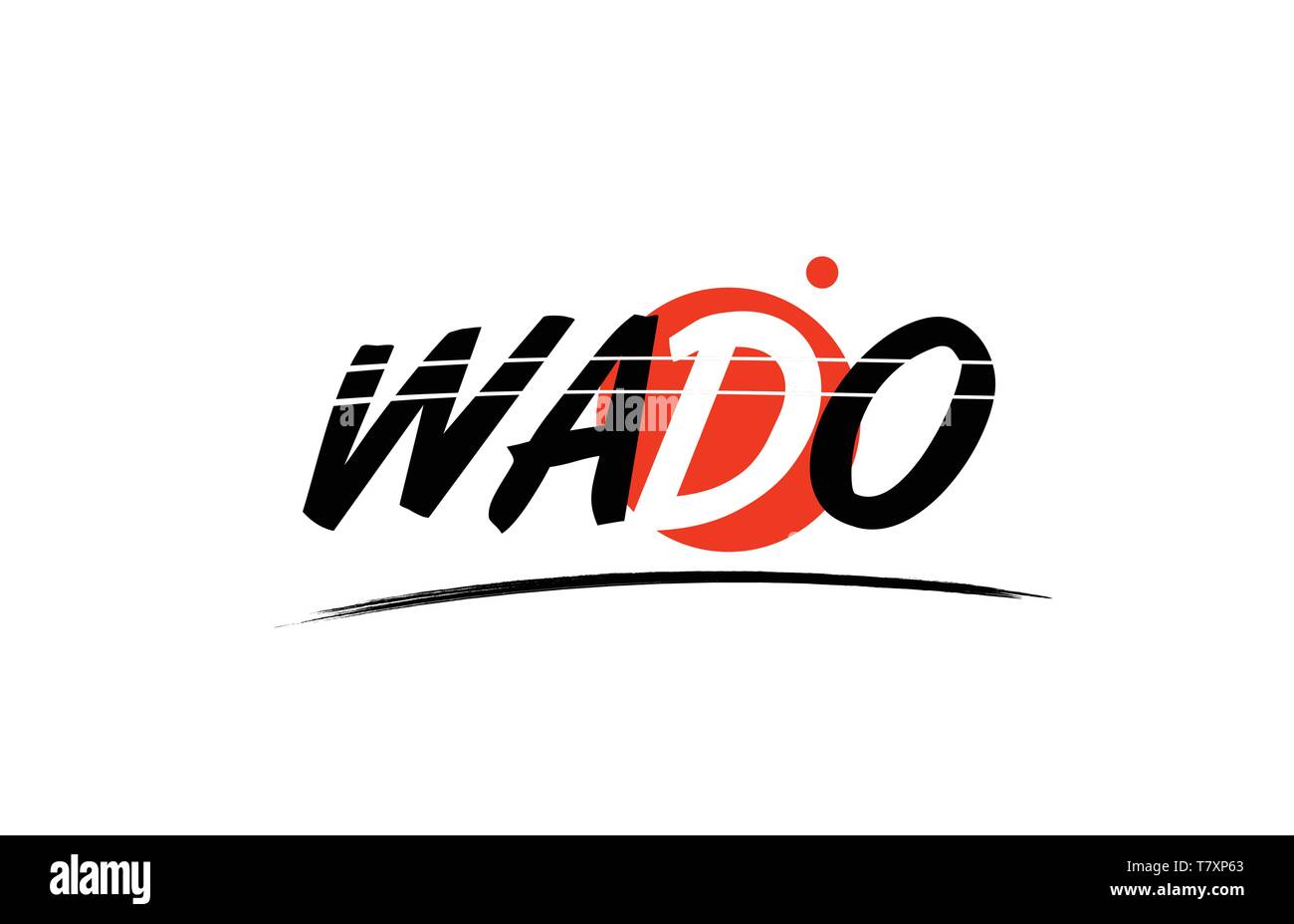 wado text word on white background with red circle suitable for card ...