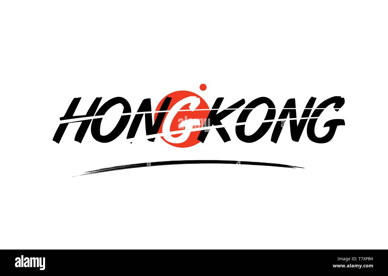 hong kong text word on white background with red circle suitable for ...