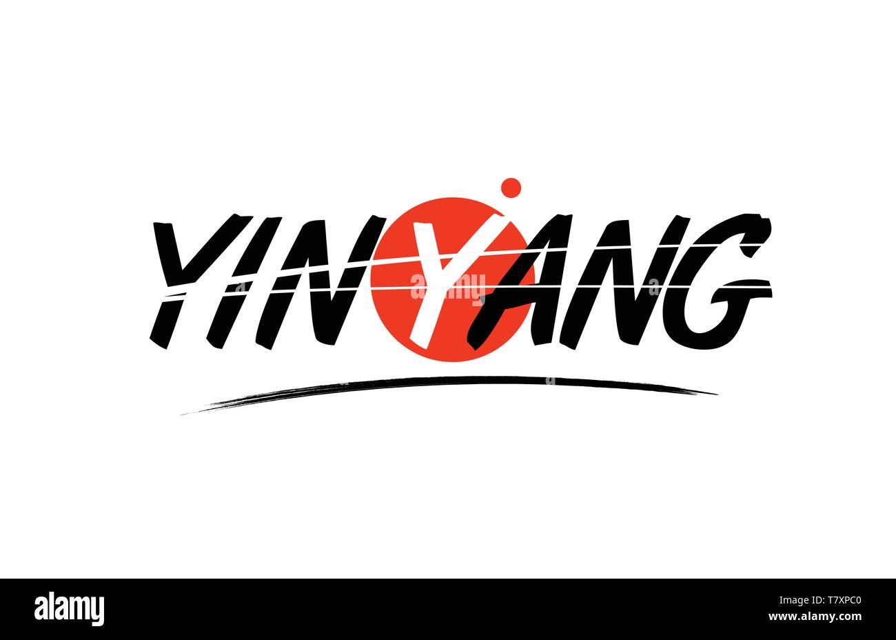 yin yang text word on white background with red circle suitable for ...
