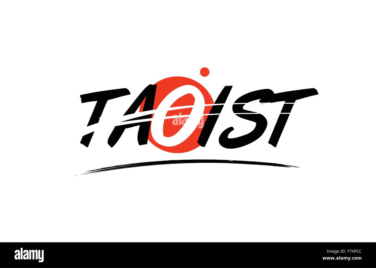 taoist text word on white background with red circle suitable for card ...