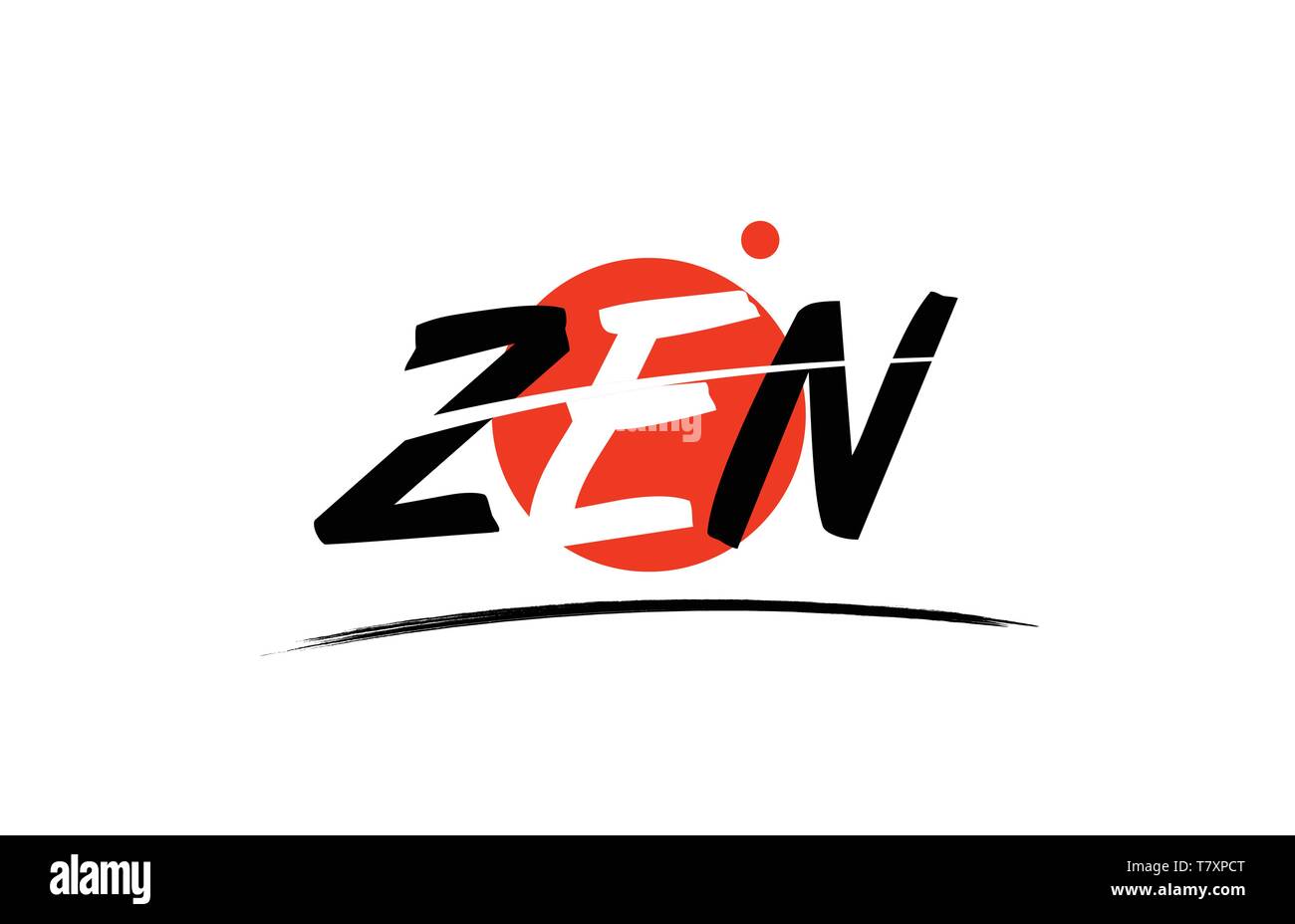 zen text word on white background with red circle suitable for card ...