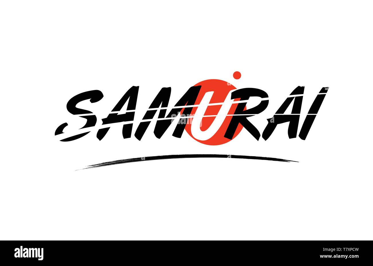 samurai text word on white background with red circle suitable for card ...