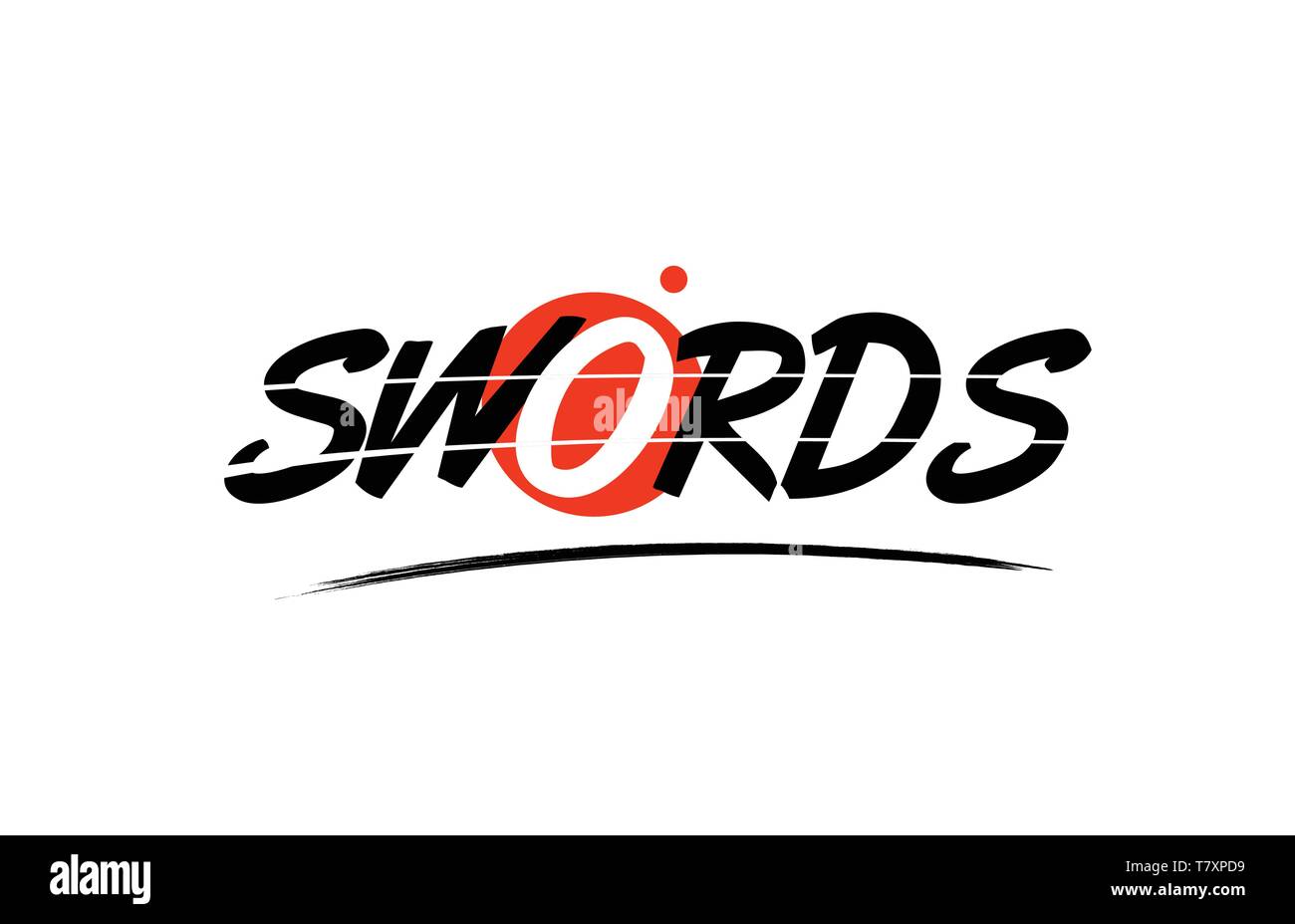 swords text word on white background with red circle suitable for card ...