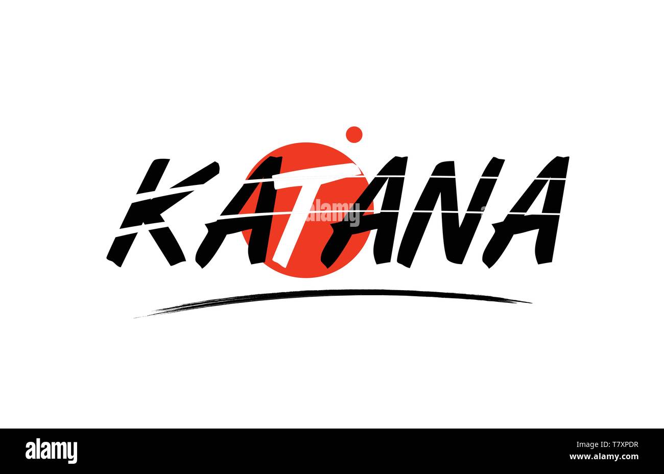 katana text word on white background with red circle suitable for card ...