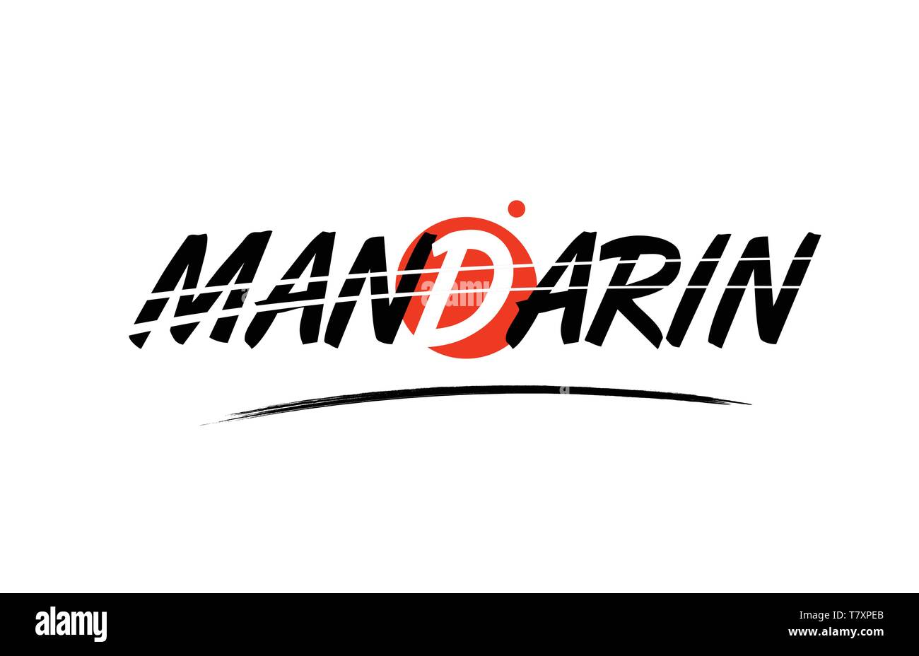 mandarin text word on white background with red circle suitable for ...