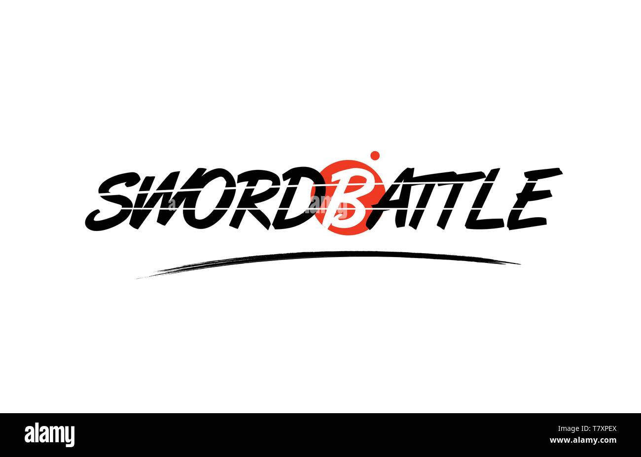 sword battle text word on white background with red circle suitable for ...