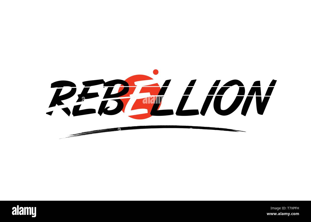 rebellion text word on white background with red circle suitable for ...