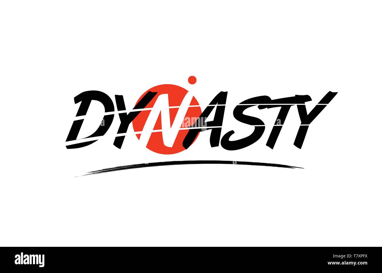 dynasty text word on white background with red circle suitable for card ...