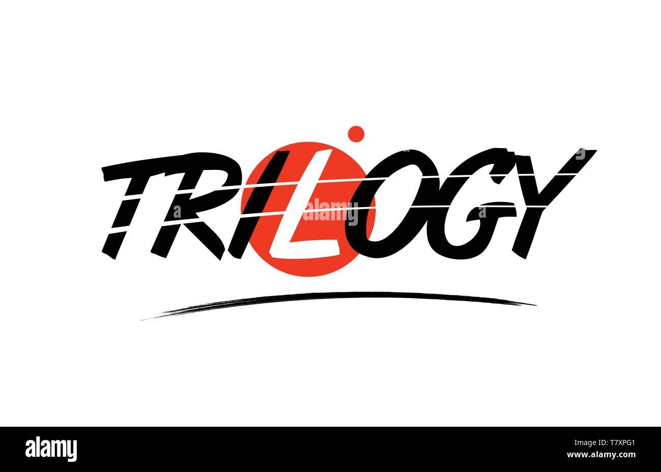 trilogy text word on white background with red circle suitable for card ...