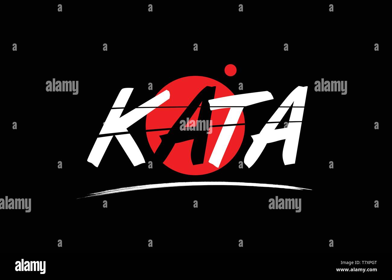 kata text word on black background with red circle suitable for card ...