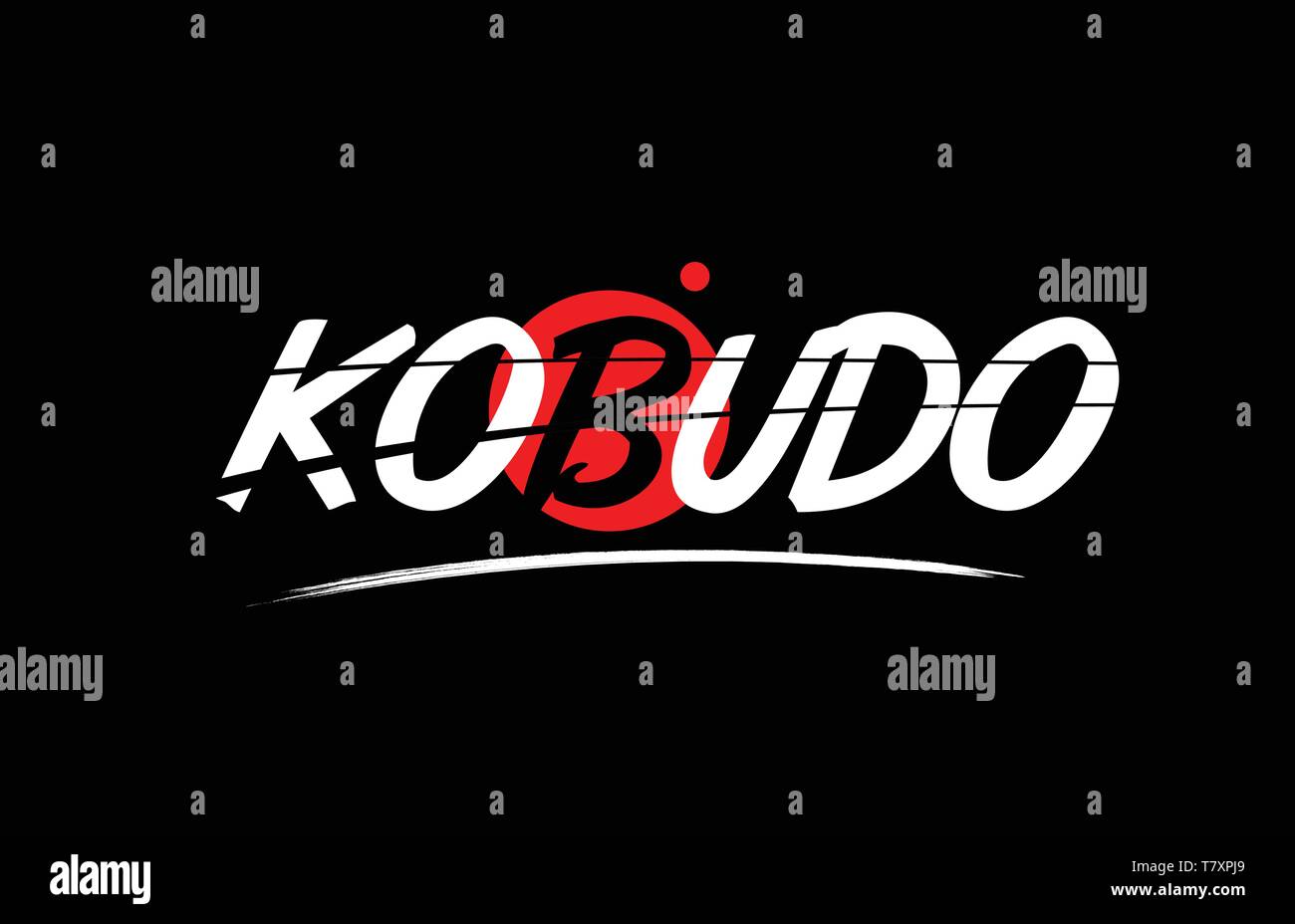kobudo text word on black background with red circle suitable for card ...